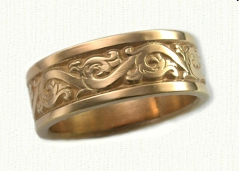 Florentine Scroll Design Wedding Band (6-7mm Width) - Etsy