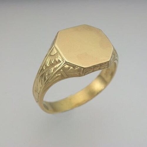 Custom Engravable Oval Top Scroll Motif Signet Ring 1524 - Etsy
