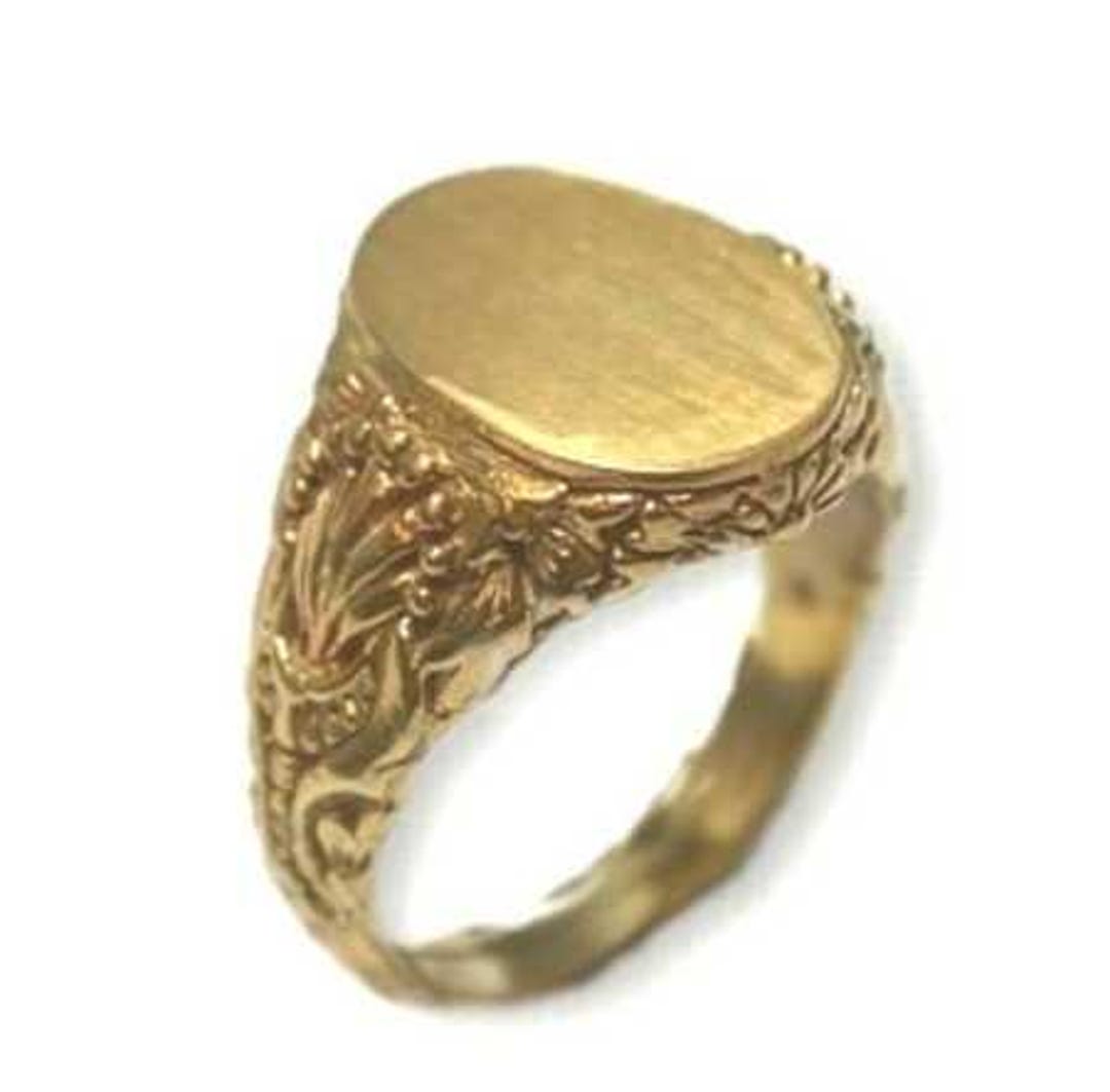 Custom Engravable Oval Top, Ornate Shank, Signet Ring 3287 in Sterling ...