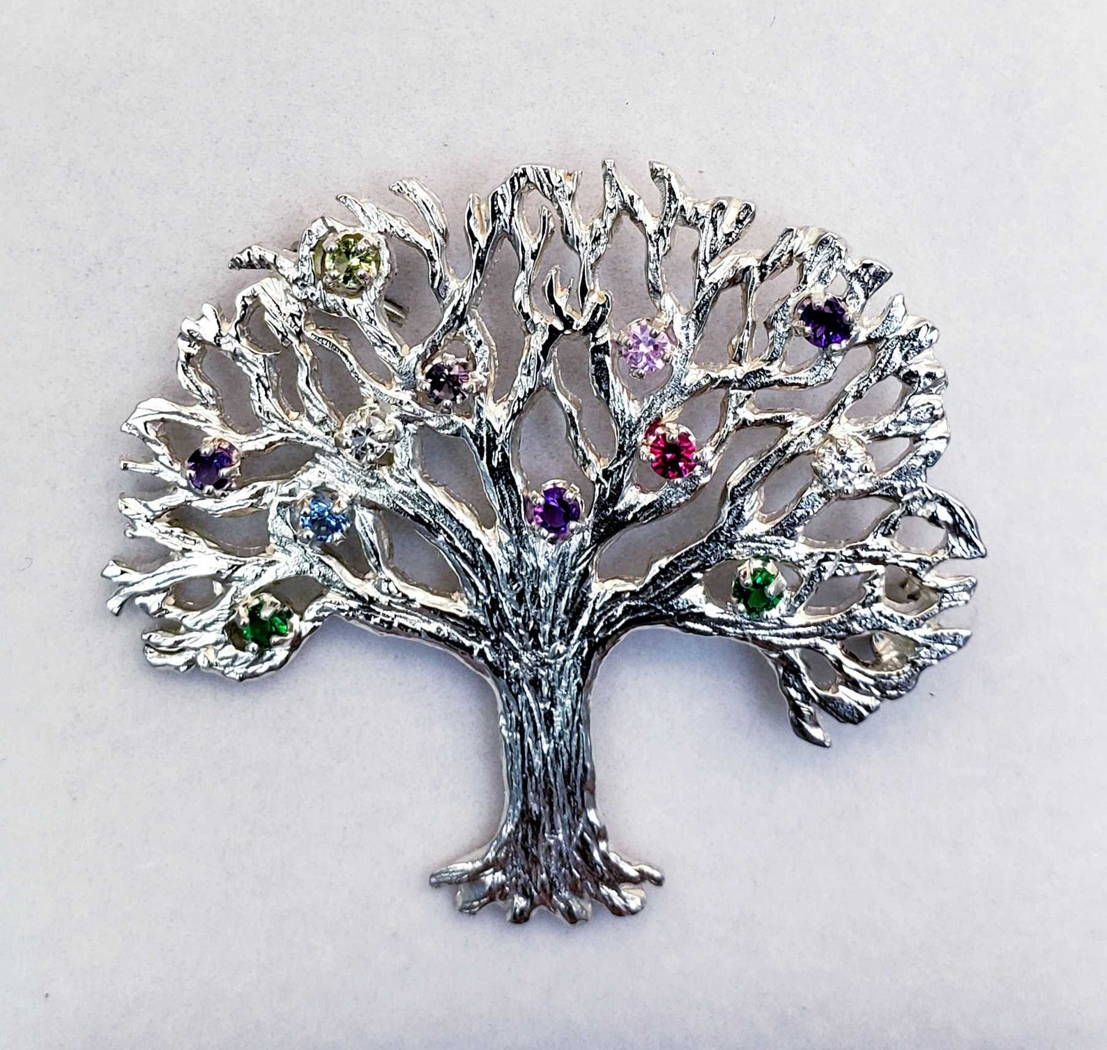 Custom Family Tree Mother's Brooch / Pin in Sterling Silver - Select 5 ...