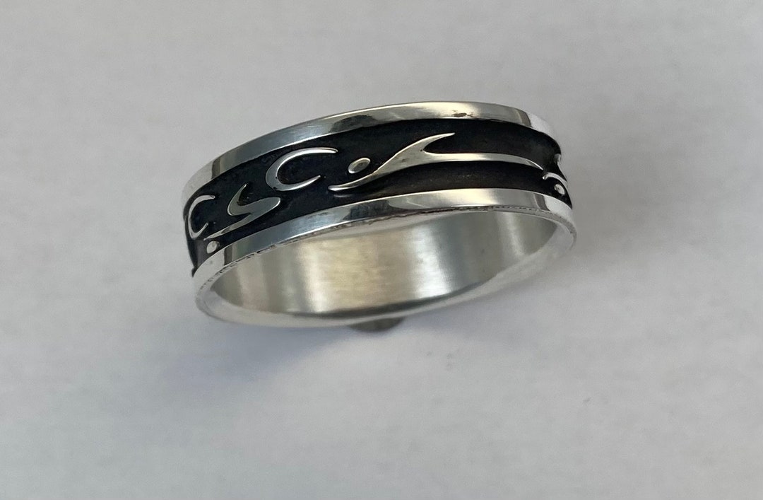Triathlon Band in 2 Styles (6-7 Mm Width). Sterling Silver, Antiqued ...