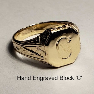 Custom Engravable Octagonal Top Signet Ring (#1541) - Hand or Machine ...