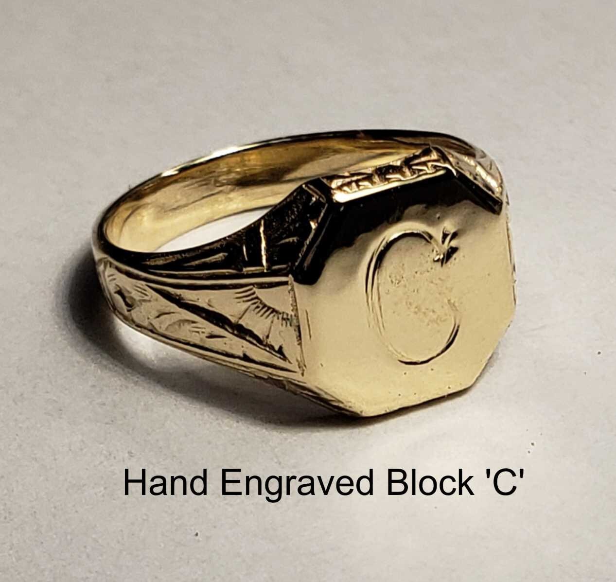 Custom Engravable Octagonal Top Signet Ring (#1541) - Hand or Machine ...