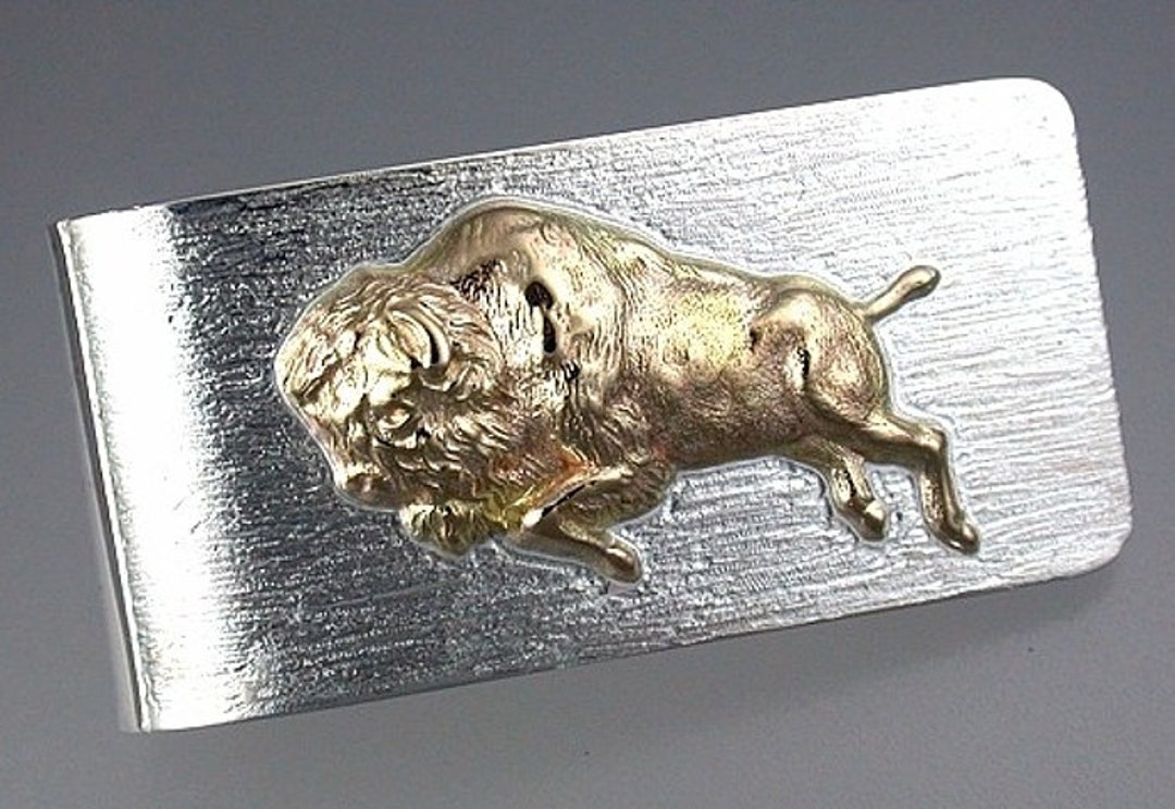 Charging Buffalo Money Clip With Raised 3-D Buffalo (SS03771A). Shown ...