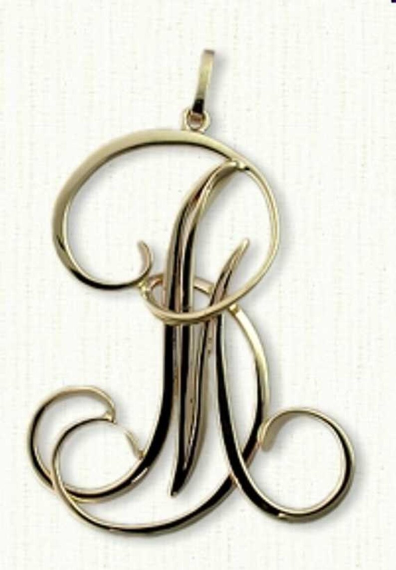 3/4" Tall, Script Style, Handmade 2 Initial Monogram Pendant (english ...