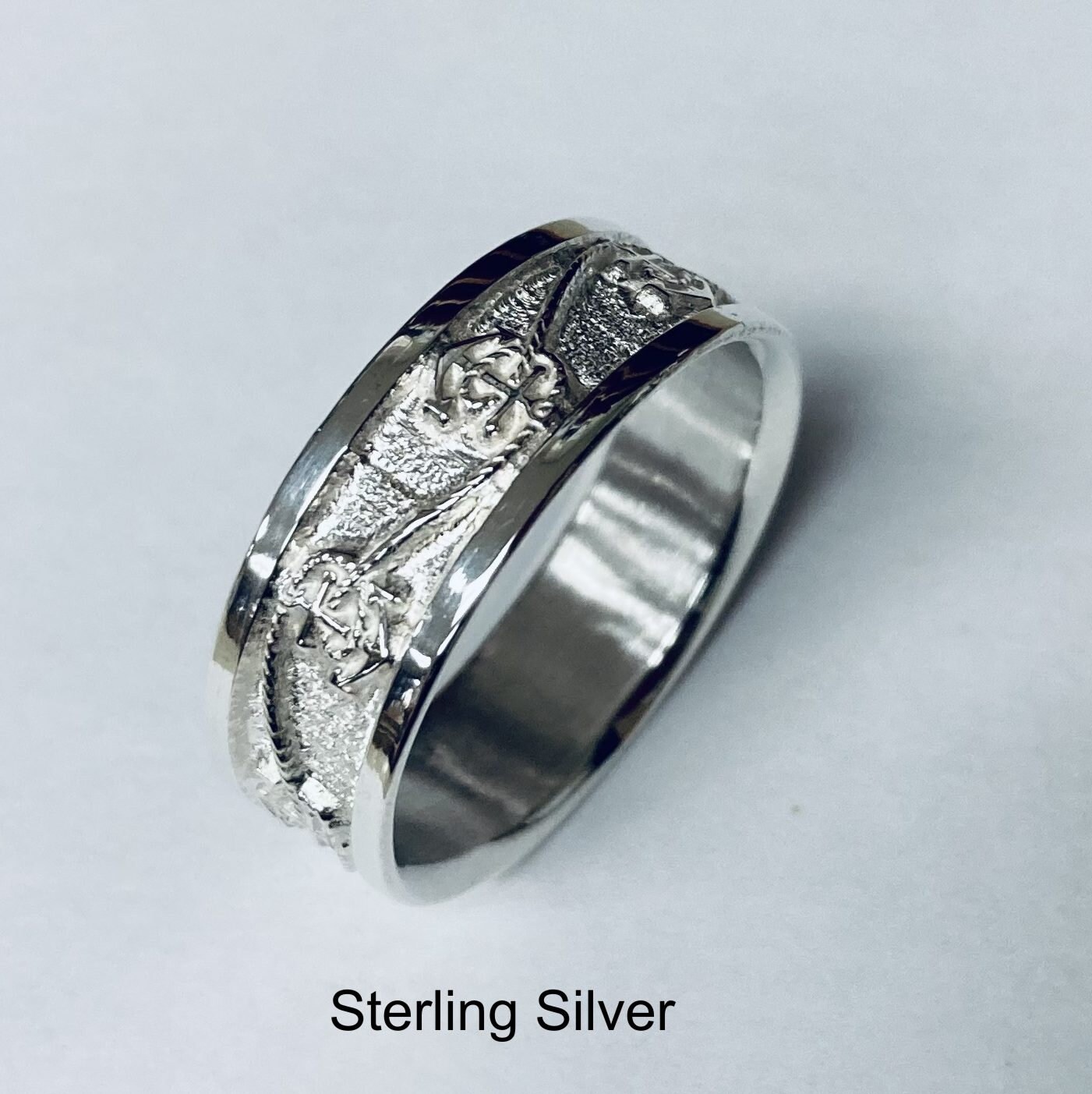 Anchor & Rope Nautical Themed Band (6-7 Mm). Sterling, Sterling With ...