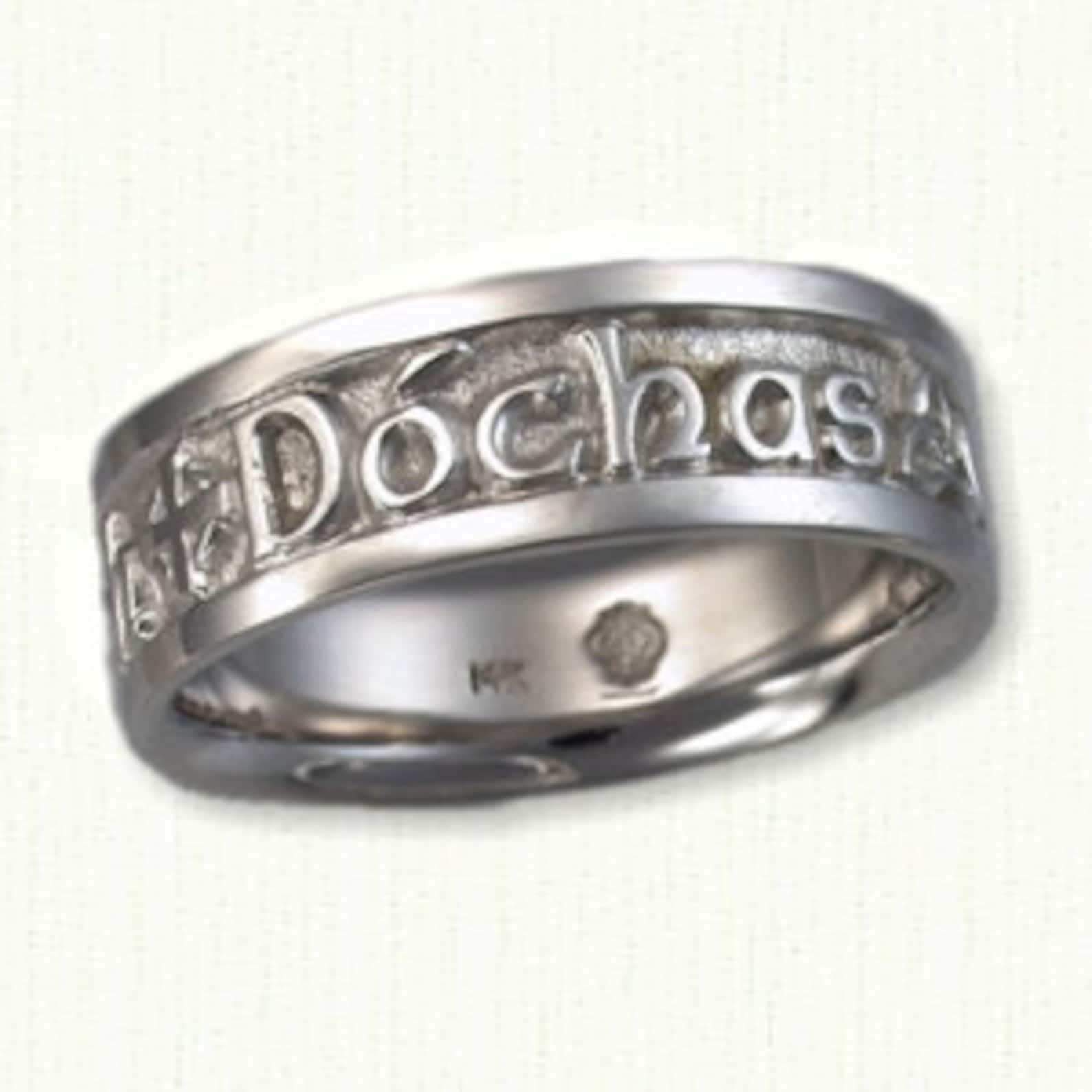 Gaelic Knot Wedding Band - DOCHAS GRA CREIDEAMH - Translation: Faith ...