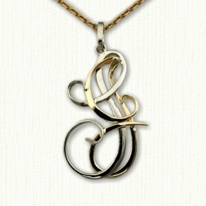 3/4" Tall, Script Style, Handmade 2 Initial Monogram Pendant (english / Latin Alphabet) - Etsy