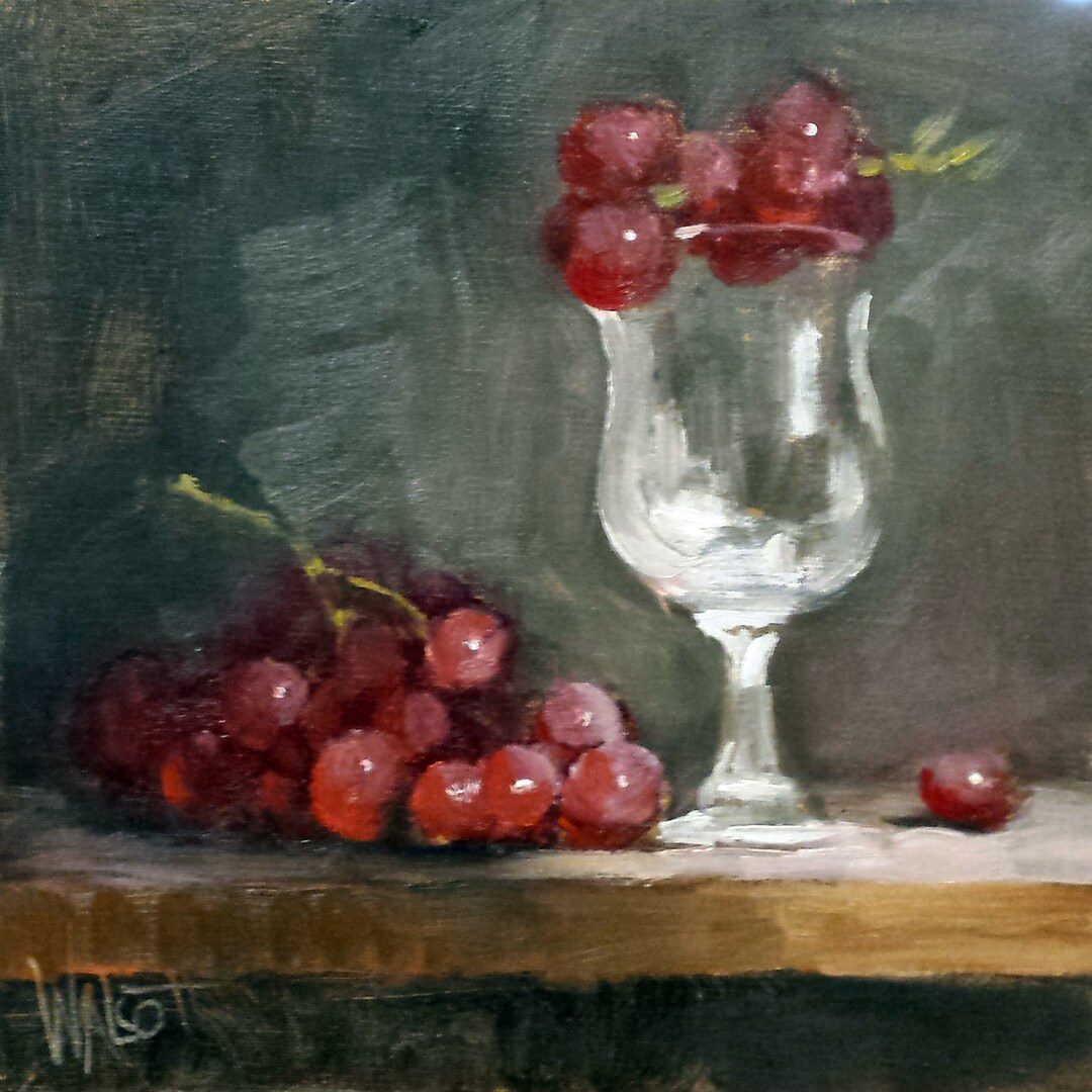Original Art Oil Painting, grapes and Glass by Jason Walcott - Etsy
