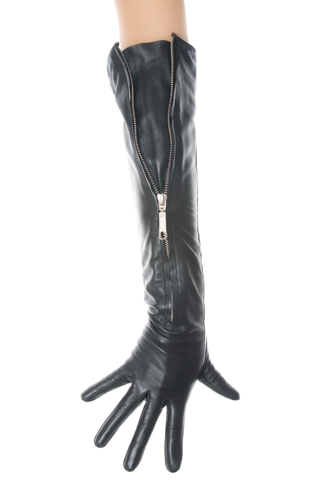 Long Zip Opera Leather Gloves - Etsy