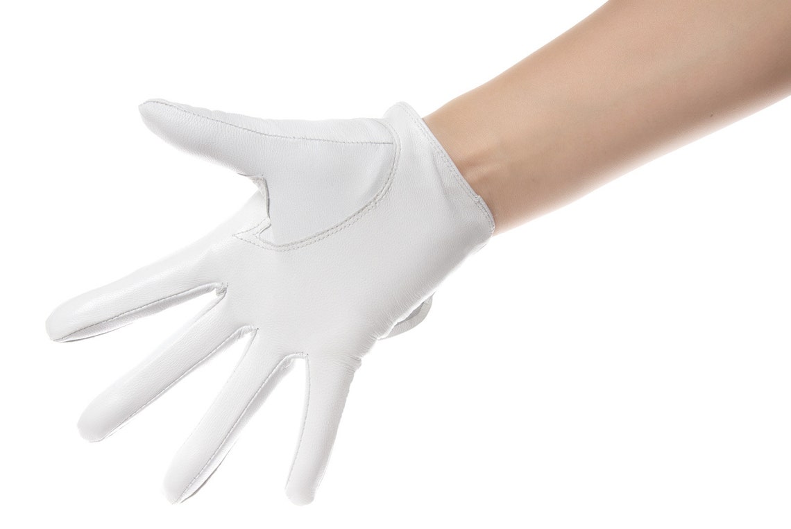 White Heart Bow Leather Gloves Angel Wings - Etsy