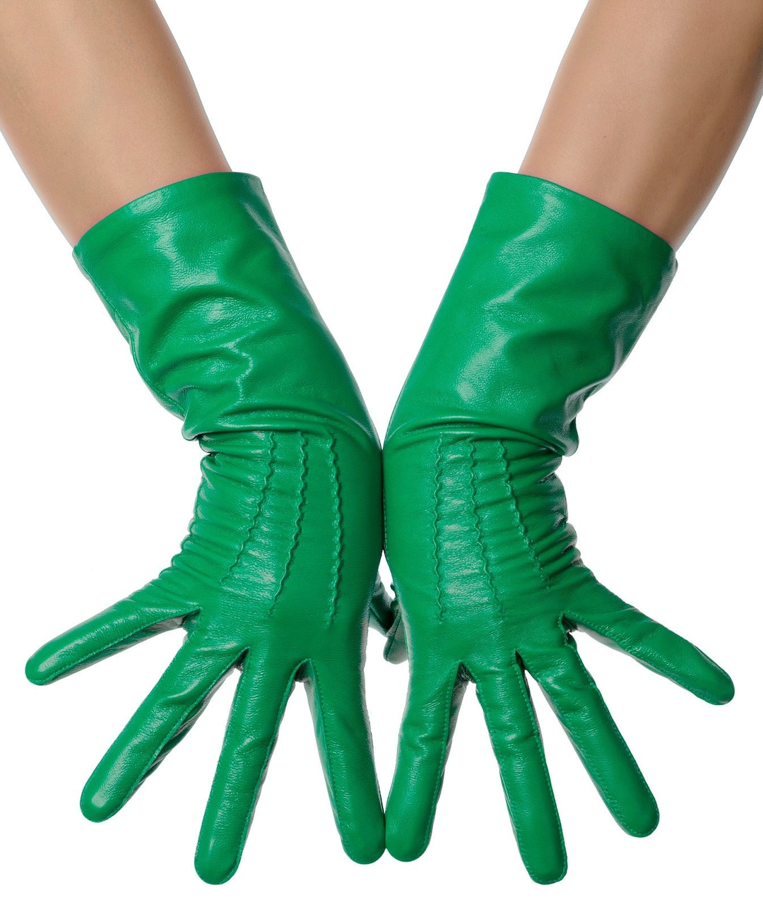 Irish Green Mid Length Leather Gloves - Etsy