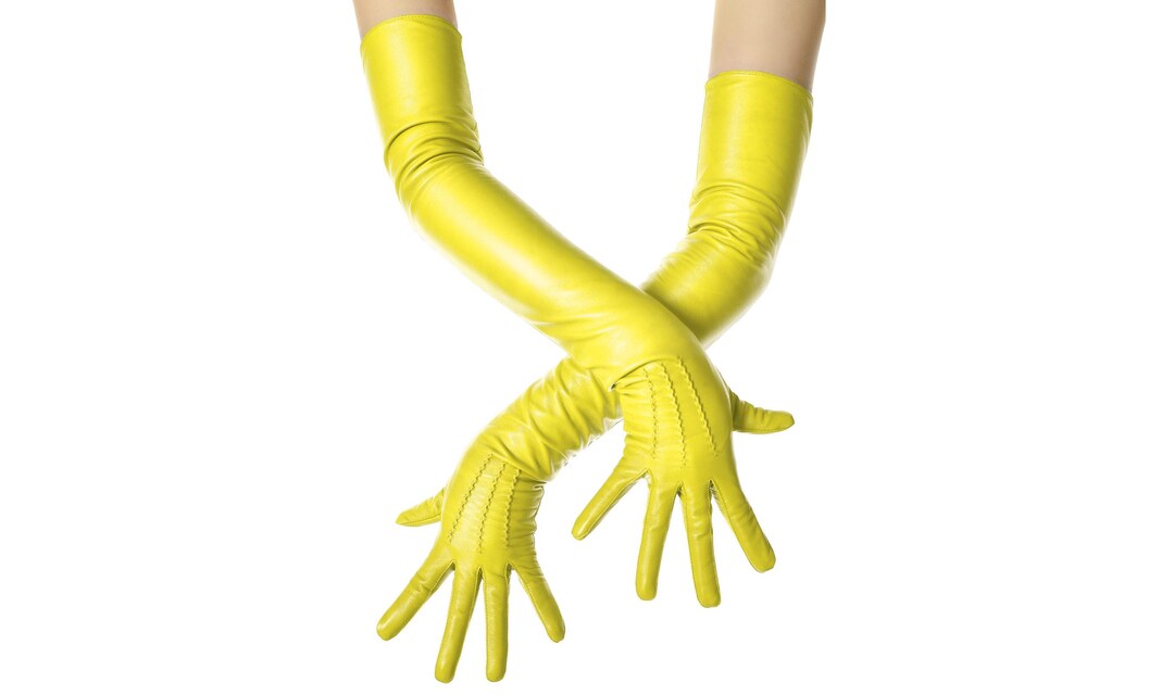 Long Yellow Opera Leather Gloves - Etsy