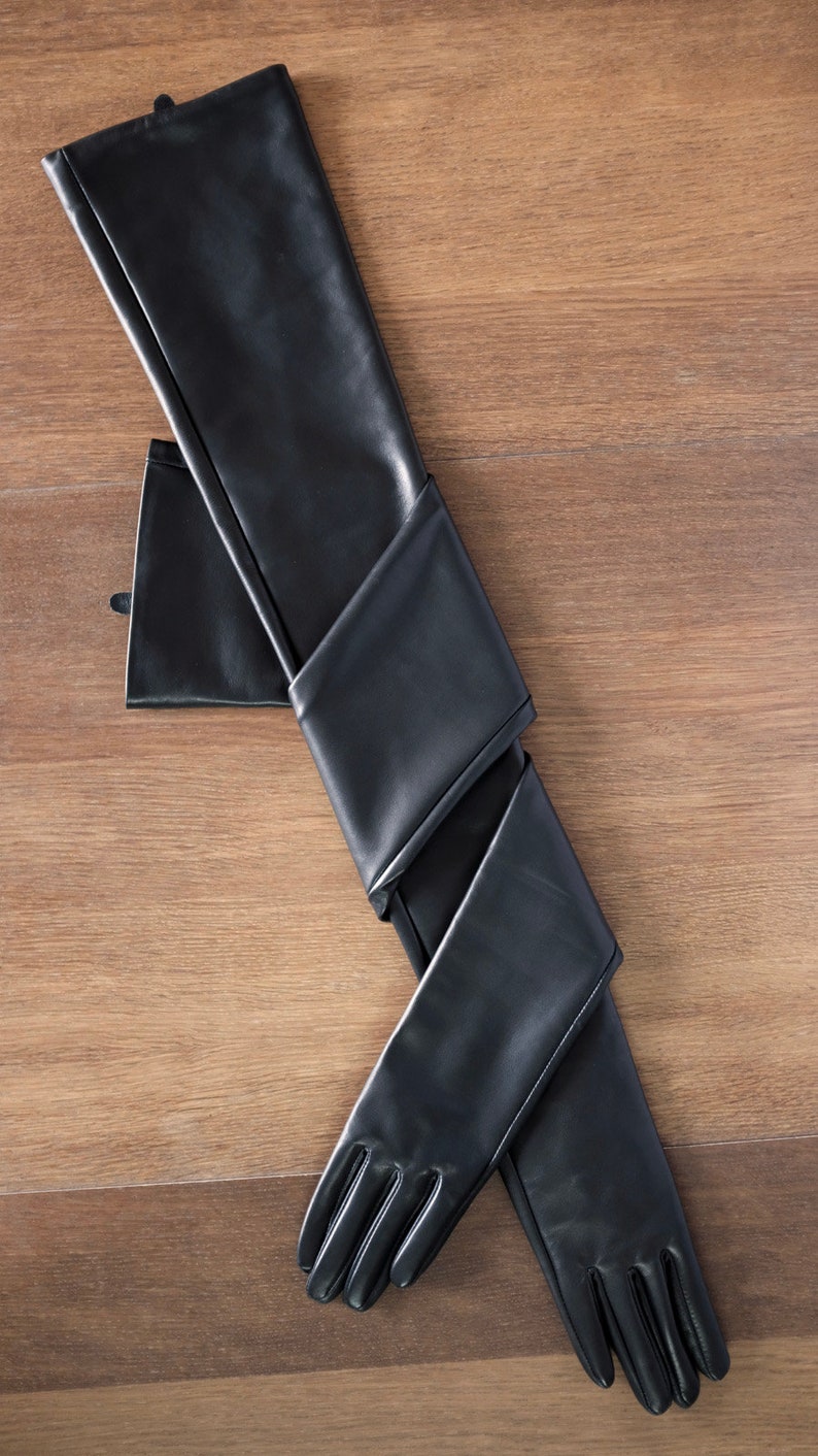 Ultra Long Black Leather Opera Gloves Shoulder Length 80 Cms - Etsy