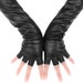 Extra Long Black Fingerless Leather Gloves - Etsy
