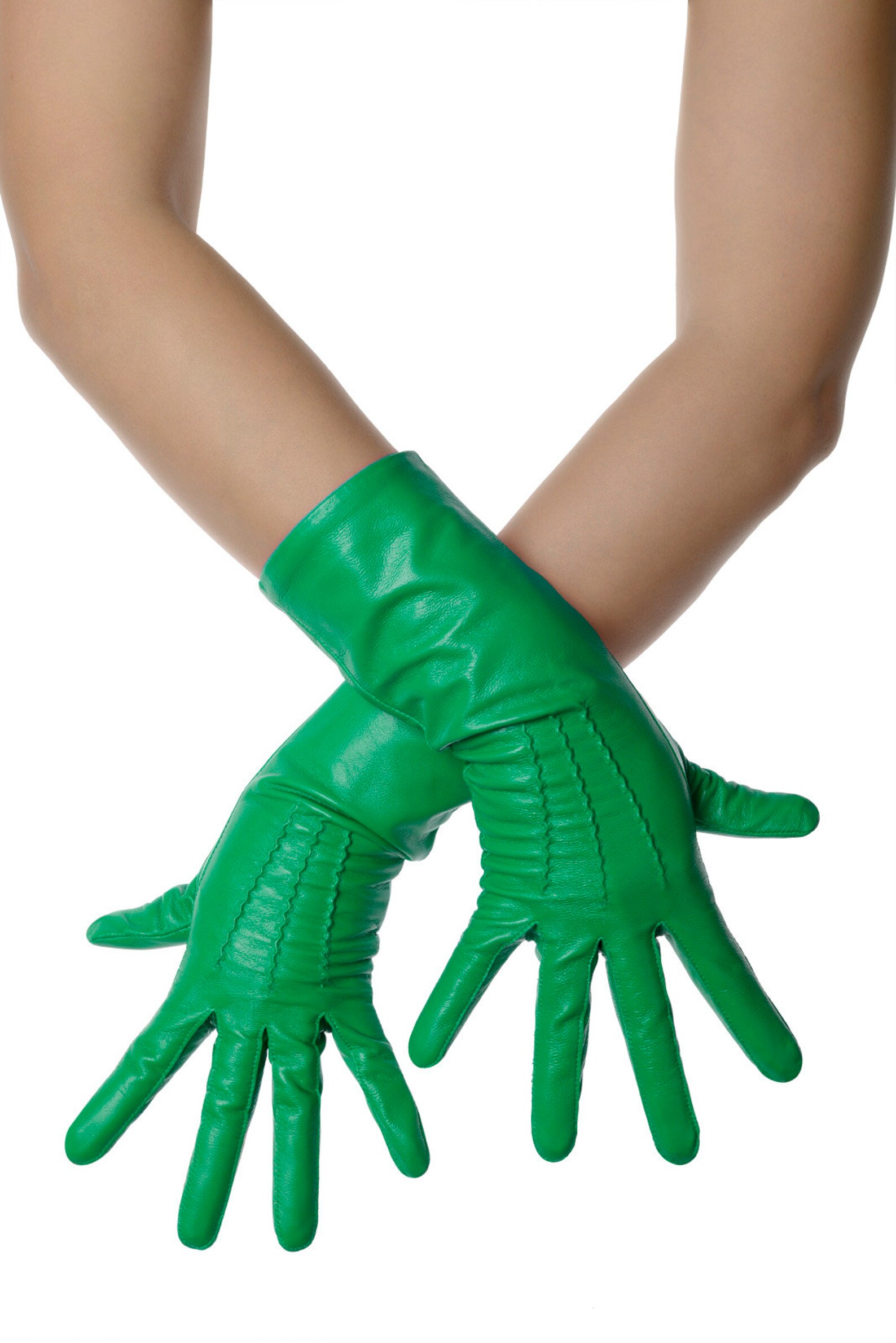 Irish Green Mid Length Leather Gloves - Etsy