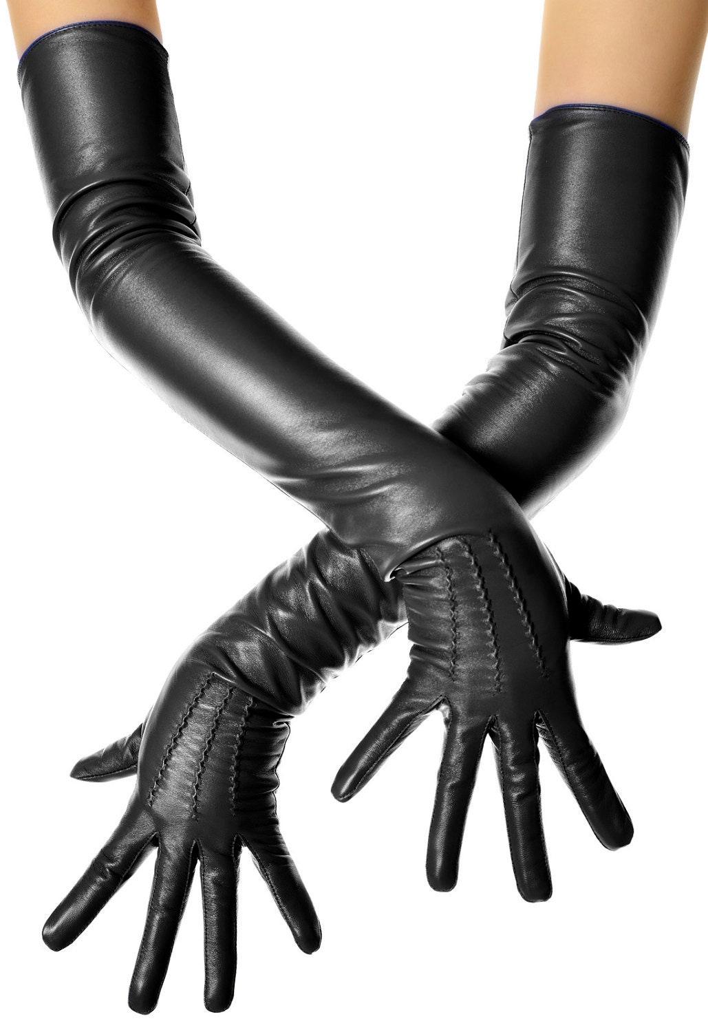 Long Black Leather Opera Gloves Vintage Pattern Button Wrist | Etsy Long Black Leather Opera Gloves Vintage Pattern Button Wrist | Etsy