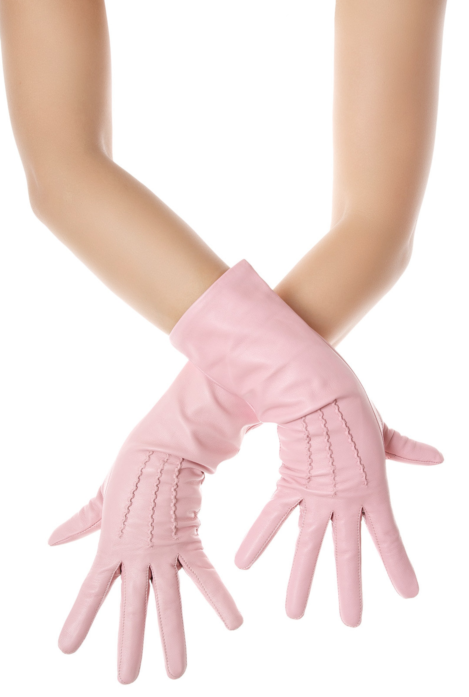 Gants en cuir de mi-longueur rose sucre - Etsy France