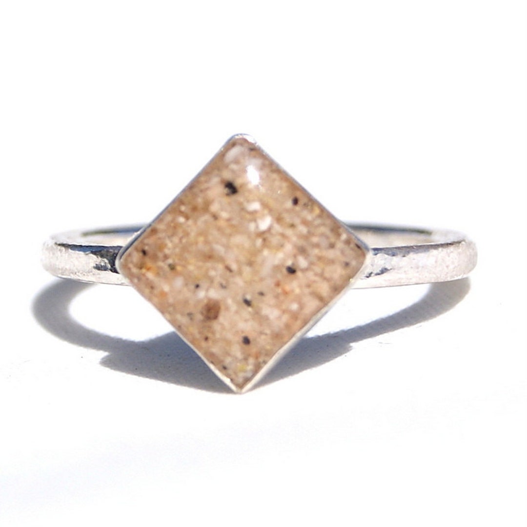 Sterling Silver Square Sand Ring, Sand Jewelry Capturing Your Memories ...