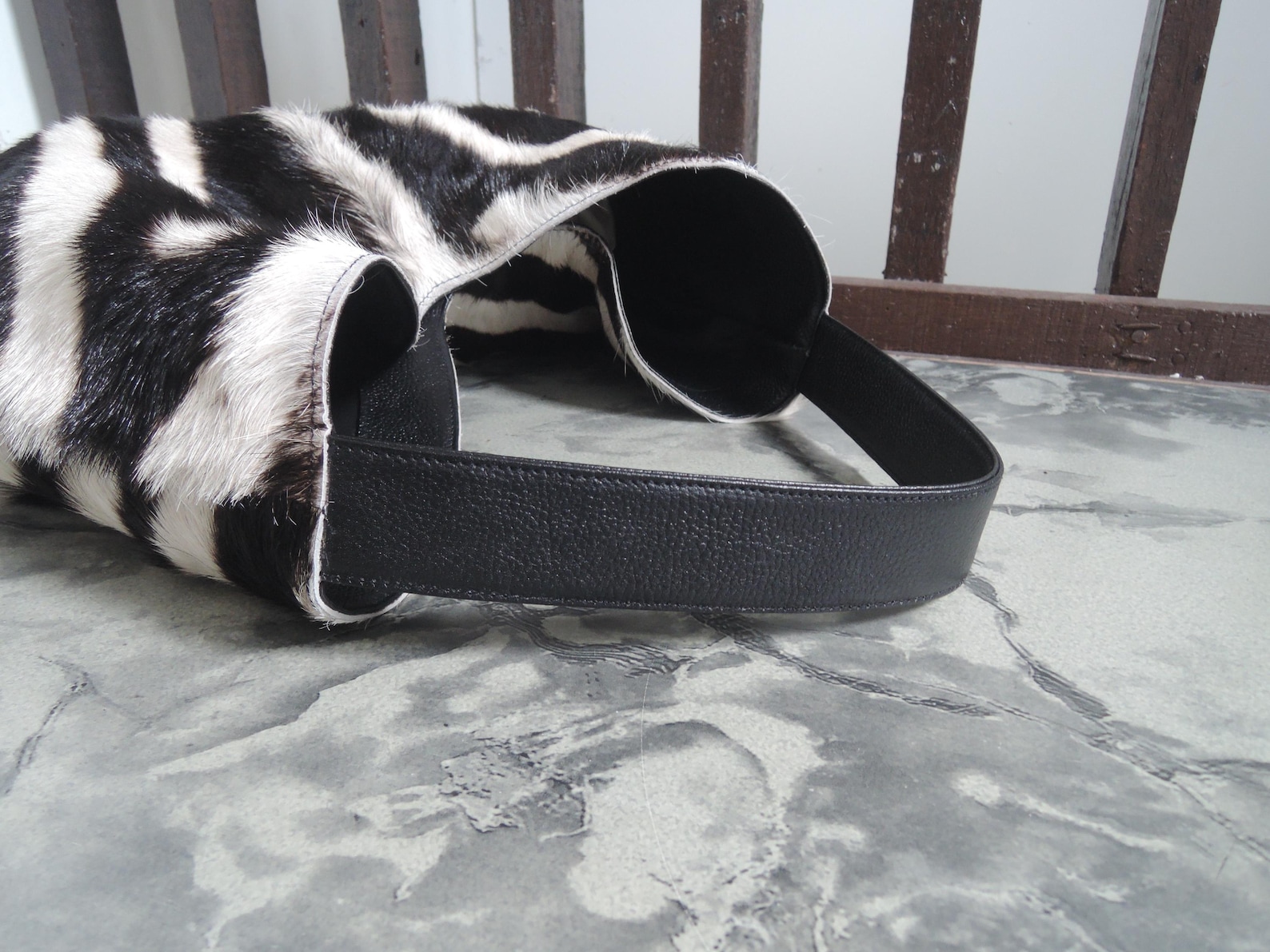 FUR ON LEATHER Shoulder Bag Cow Hide Western Leather Bag Black Hobo Bag ...