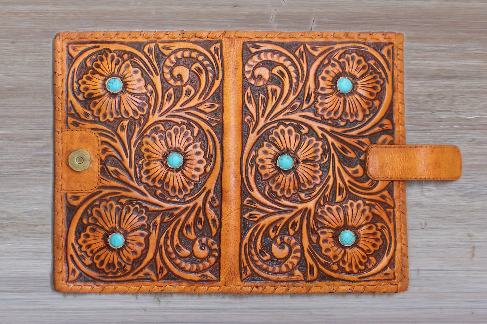 HANDTOOLED LEATHER WALLETS in Vintage Camel Boho Ladies Wallet | Etsy