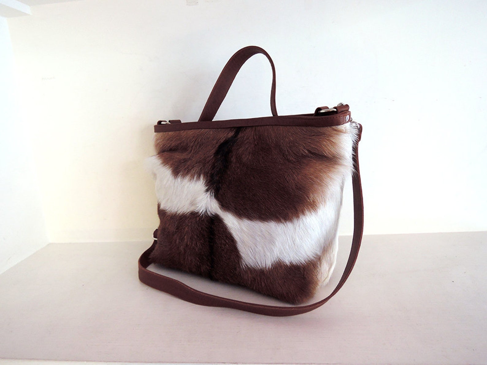 HAIR ON HIDE Bag Brown Leather Tote Cowhide Bag Cowhide - Etsy