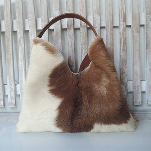 SHOULDER BAGS for WOMEN Handbags in Brown White Hide Hair Leather ...