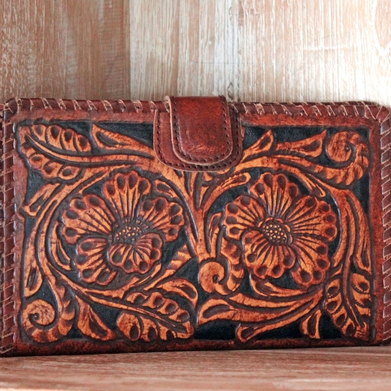 Leather Tooled Wallet - Etsy