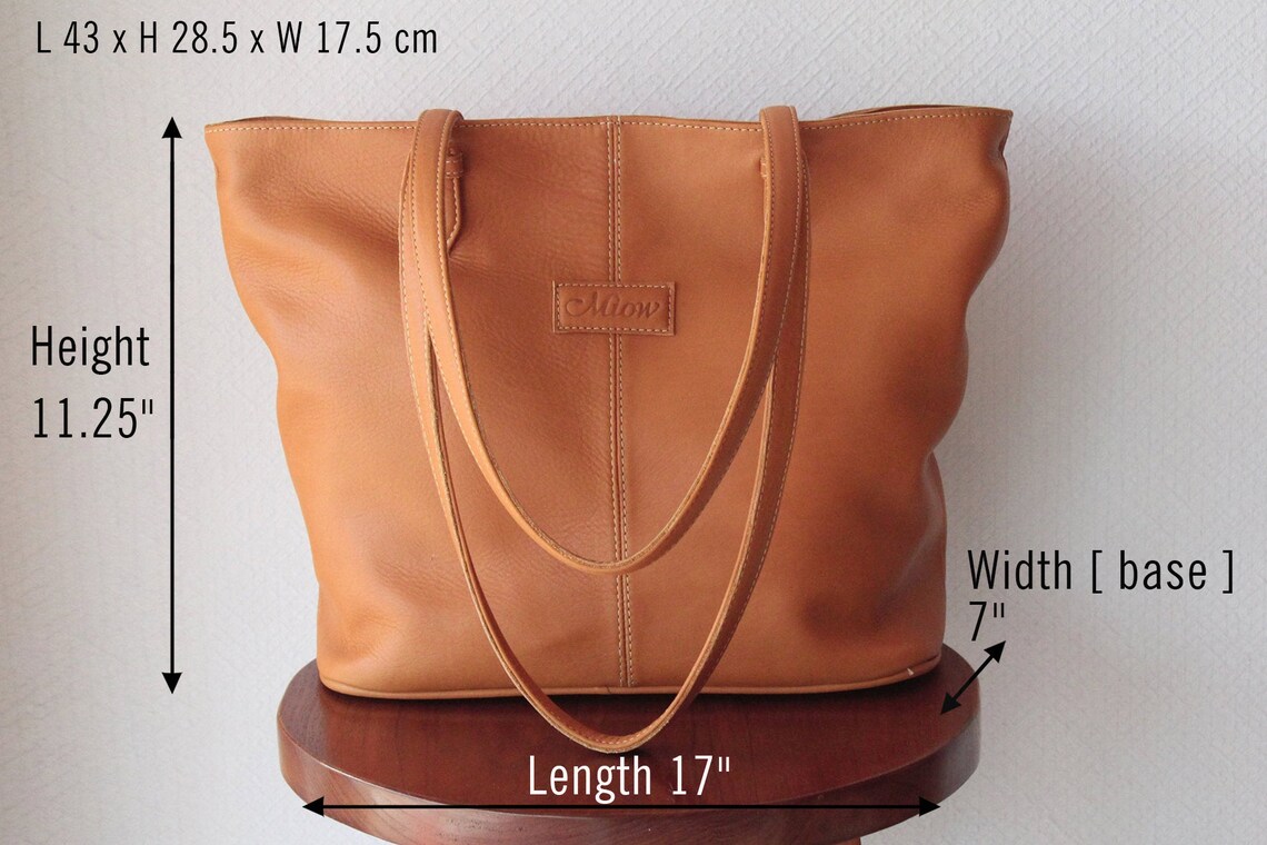 TAN LEATHER TOTE Bag W/ 2 Zipper Top Tan Overnight Weekender | Etsy