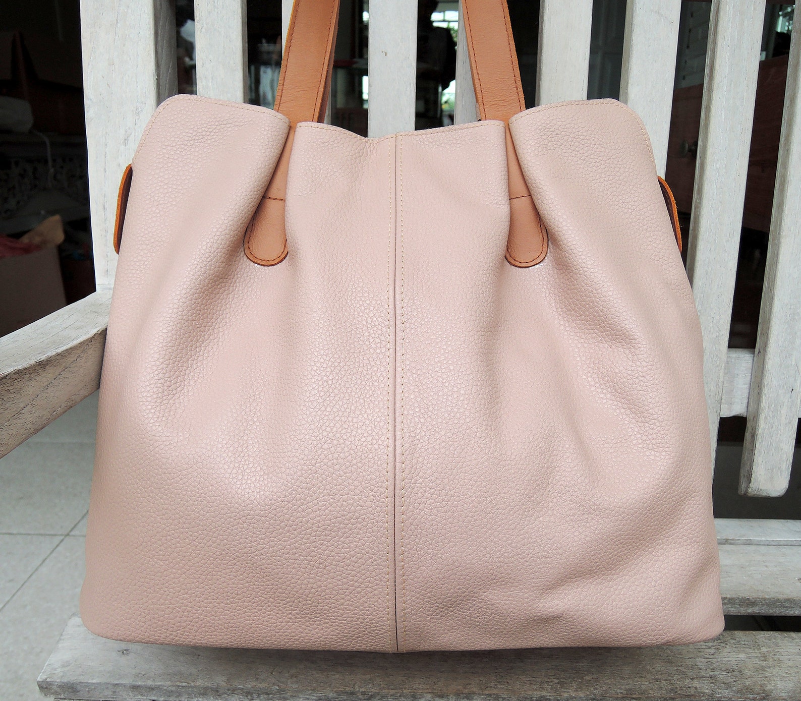 PINK LEATHER TOTE Bag Weekender Leather Bag Shoulder Bag With | Etsy