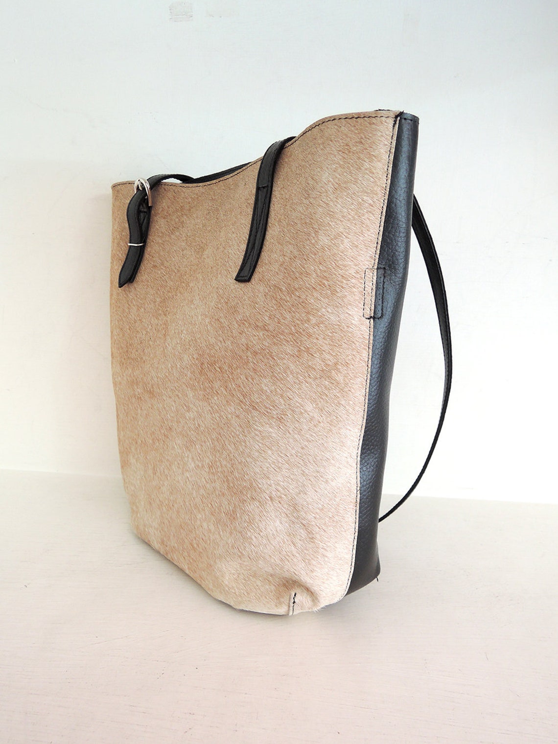 CREAM HAIR on HIDE Bag Cowhide Bags Pony Hair Bag Carryall - Etsy