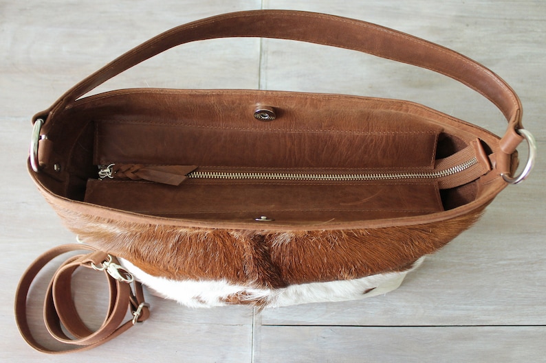 COWHIDE PURSE COWHIDE Handbag Leather Tote Bag Country Tote Bag in Calf ...