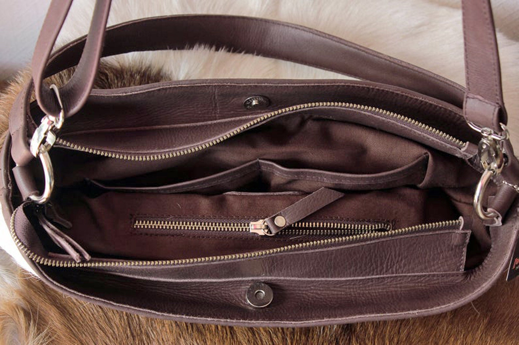 HAIR ON HIDE Bag Brown Leather Tote Cowhide Bag. Cowhide | Etsy