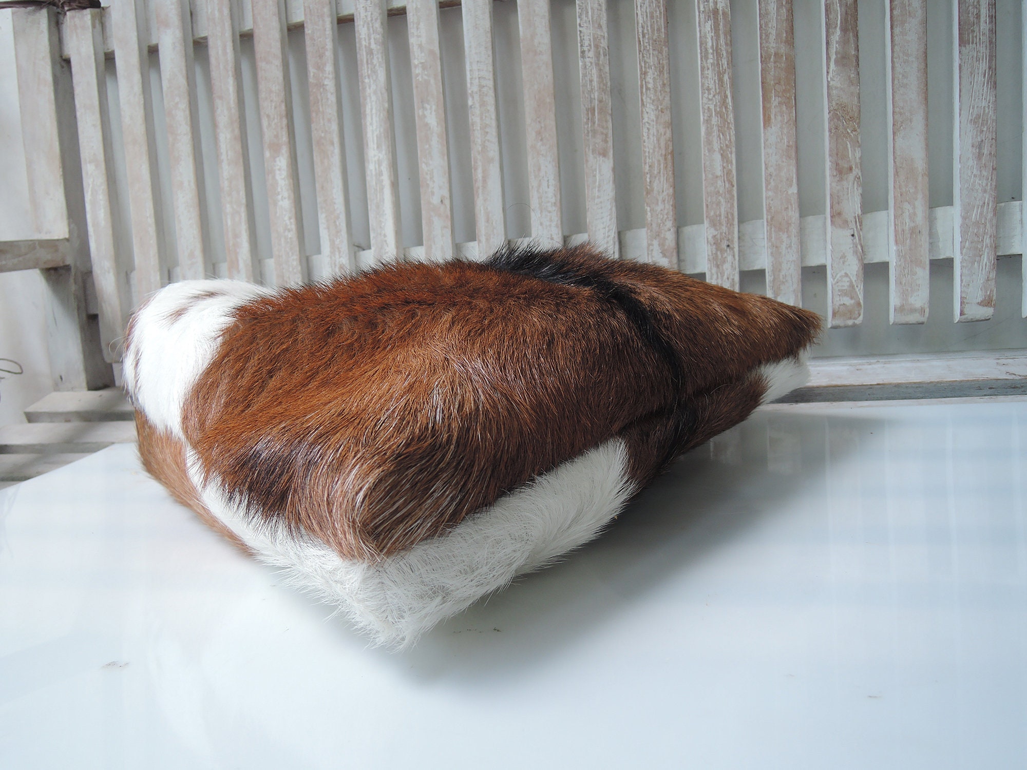 FUR ON LEATHER Shoulder Bag Cow Hide Western Leather Bag Black Hobo Bag ...