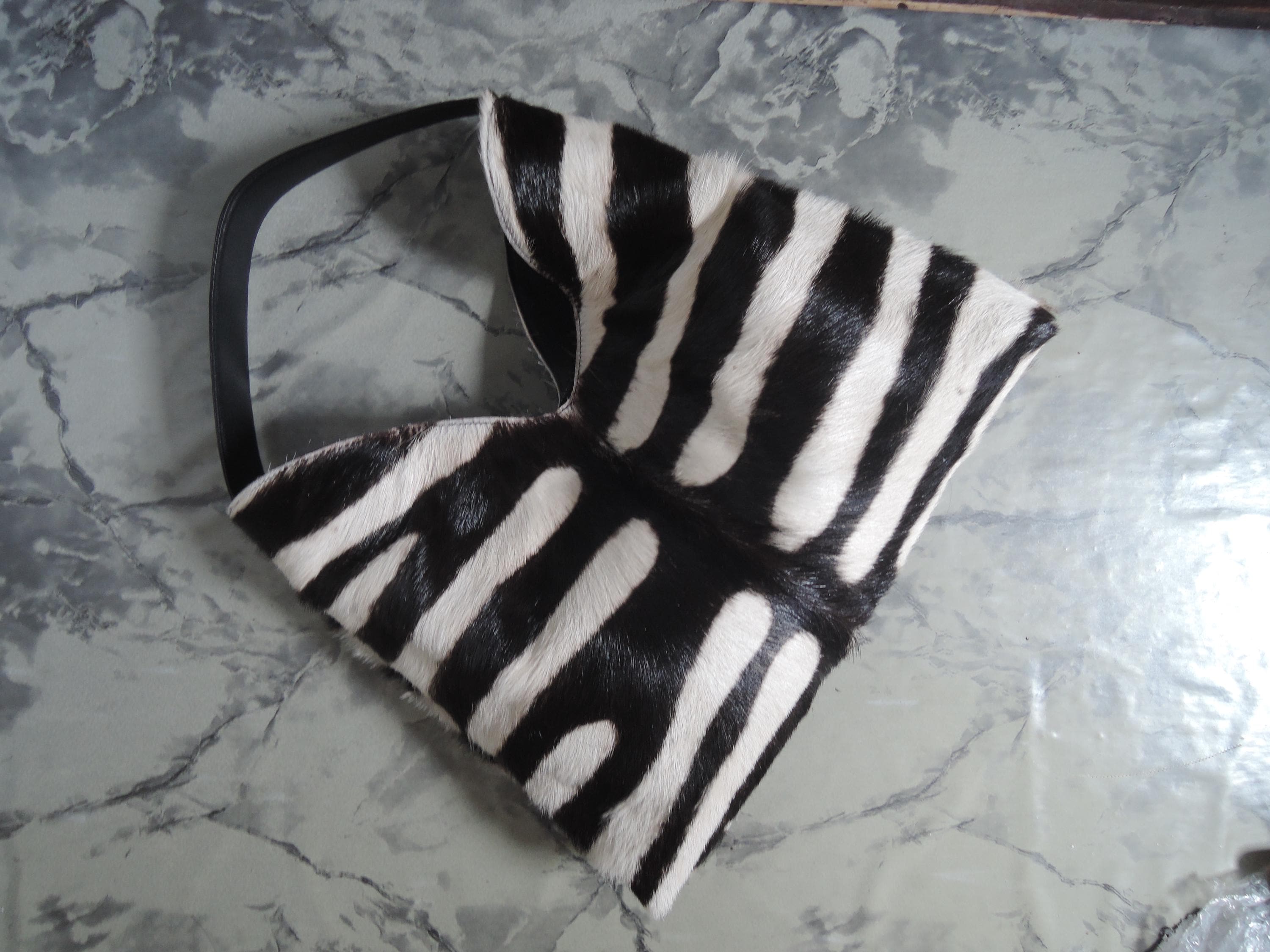FUR ON LEATHER Shoulder Bag Cow Hide Western Leather Bag Black Hobo Bag ...