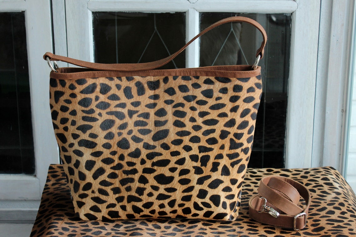 GIRAFFE BROWN Hair on Hide Bag Animal Print Cowhide Handbag - Etsy