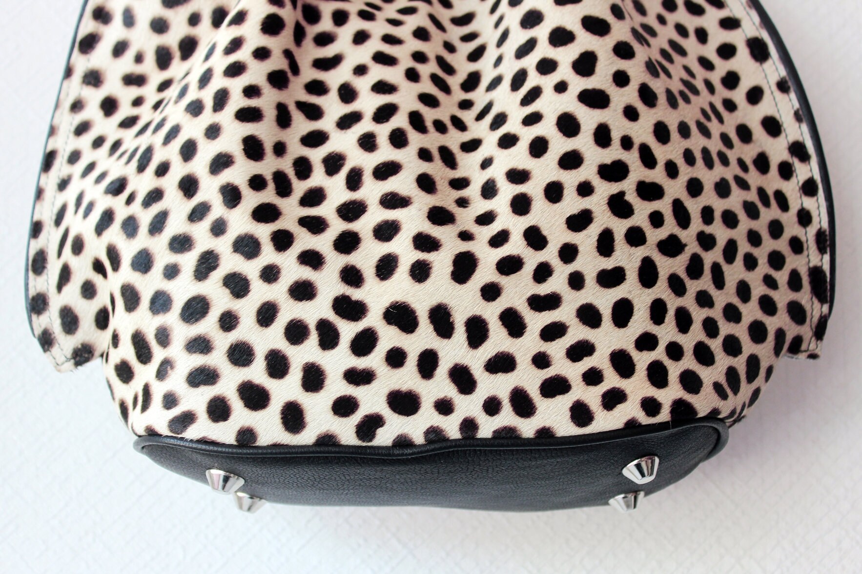 SMALL LEATHER PURSE Animal Print Tote Hair on Hide Bag Black | Etsy