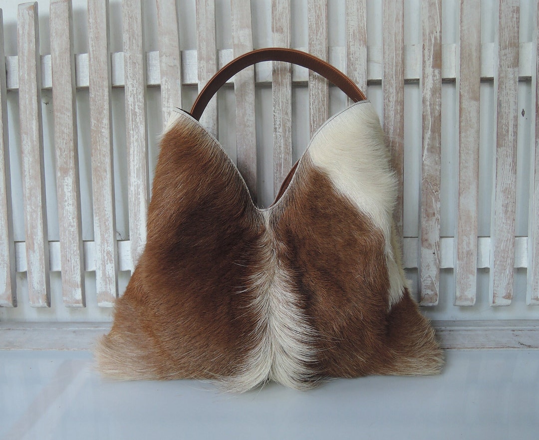 SHOULDER BAGS for WOMEN Handbags in Brown White Hide Hair Leather ...