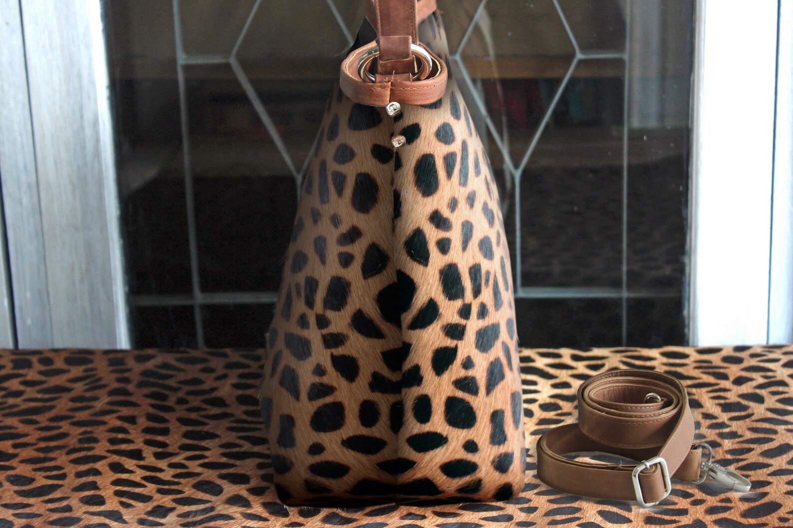 GIRAFFE BROWN Hair on Hide Bag Animal Print Cowhide Handbag - Etsy