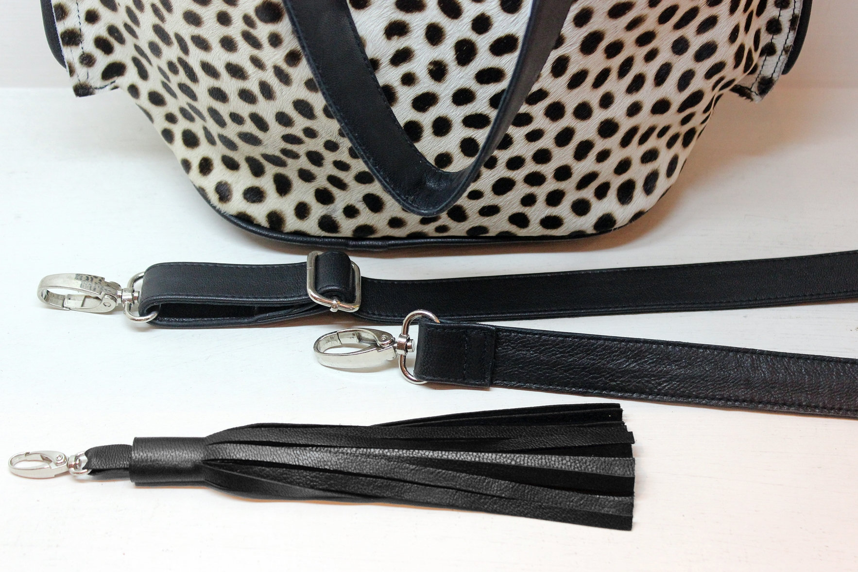 SMALL LEATHER PURSE Animal Print Tote Hair on Hide Bag Black | Etsy