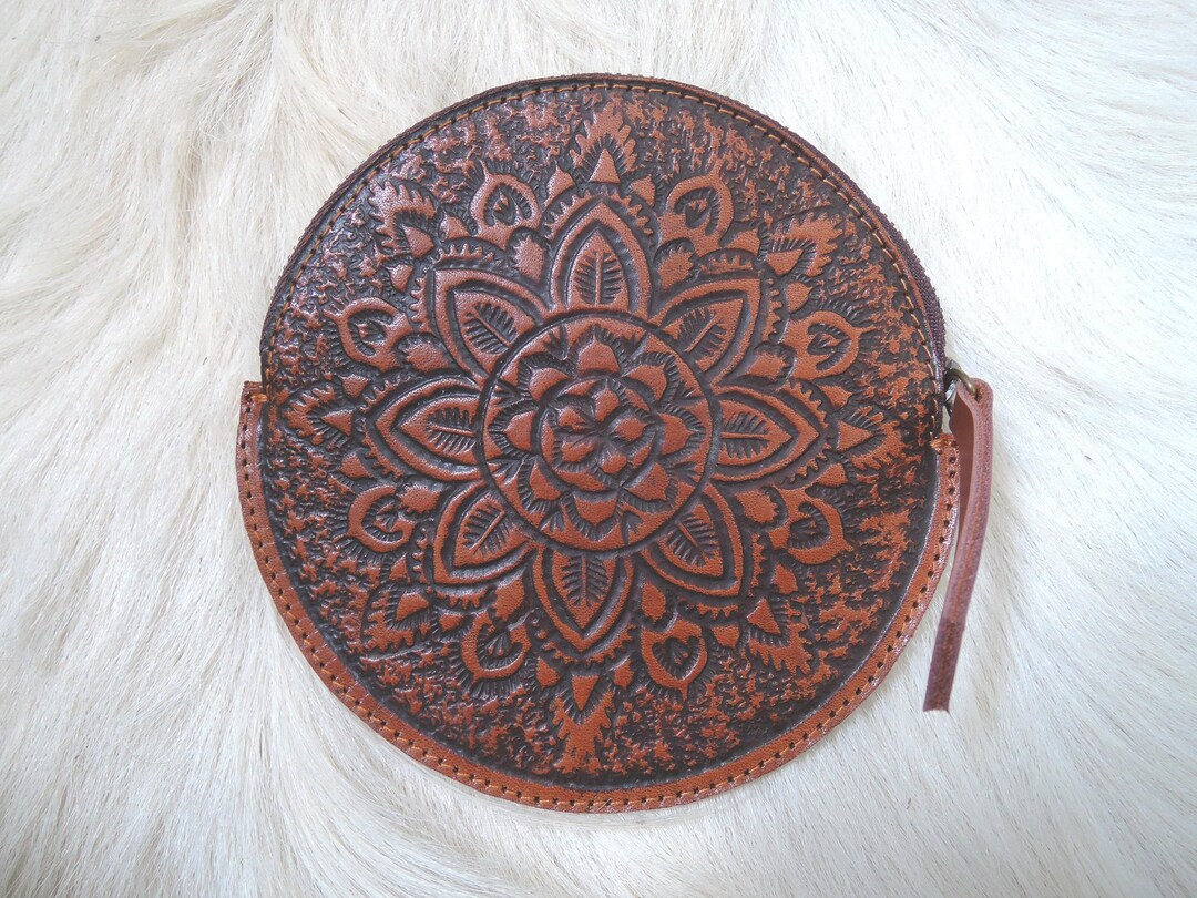 ROUND LEATHER TOOLED Purse Only Available With Purchase of Wallet or ...