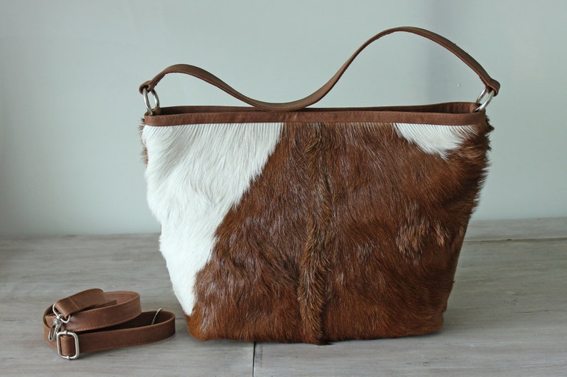 COWHIDE PURSE, COWHIDE Handbag, Leather Tote Bag. Country Tote Bag in ...