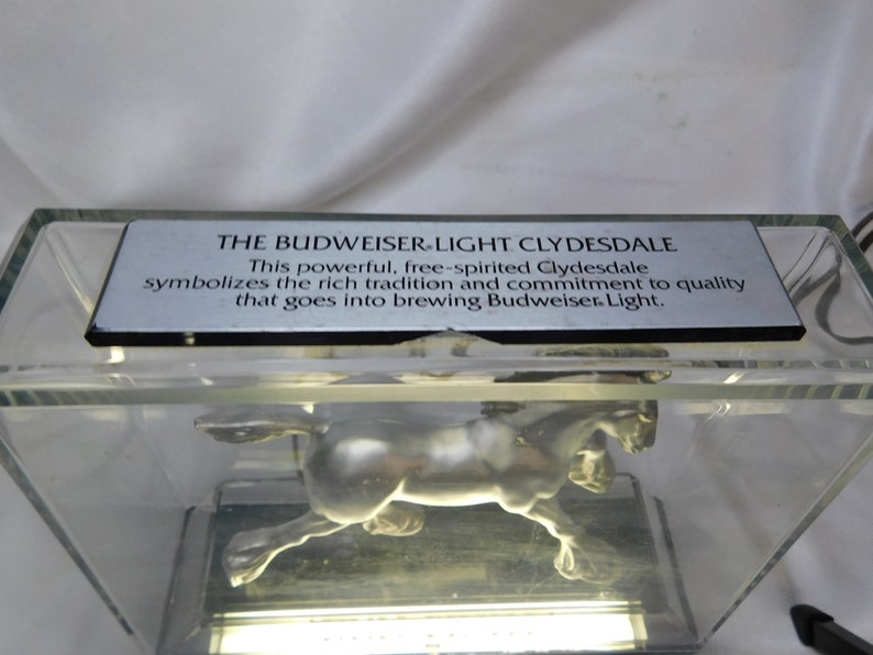 Vintage BUD LIGHT Silver Clydesdale Light 10" TALL X 9 3/4" Working ...
