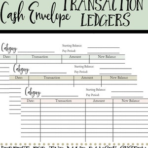 Cash Envelope Transaction Ledger | Etsy