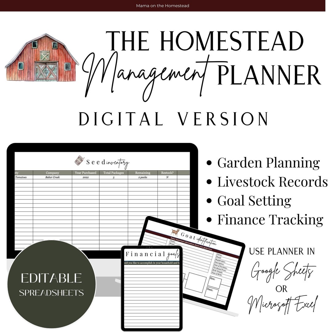 The Homestead Management Planner- Digital Version (editable ...