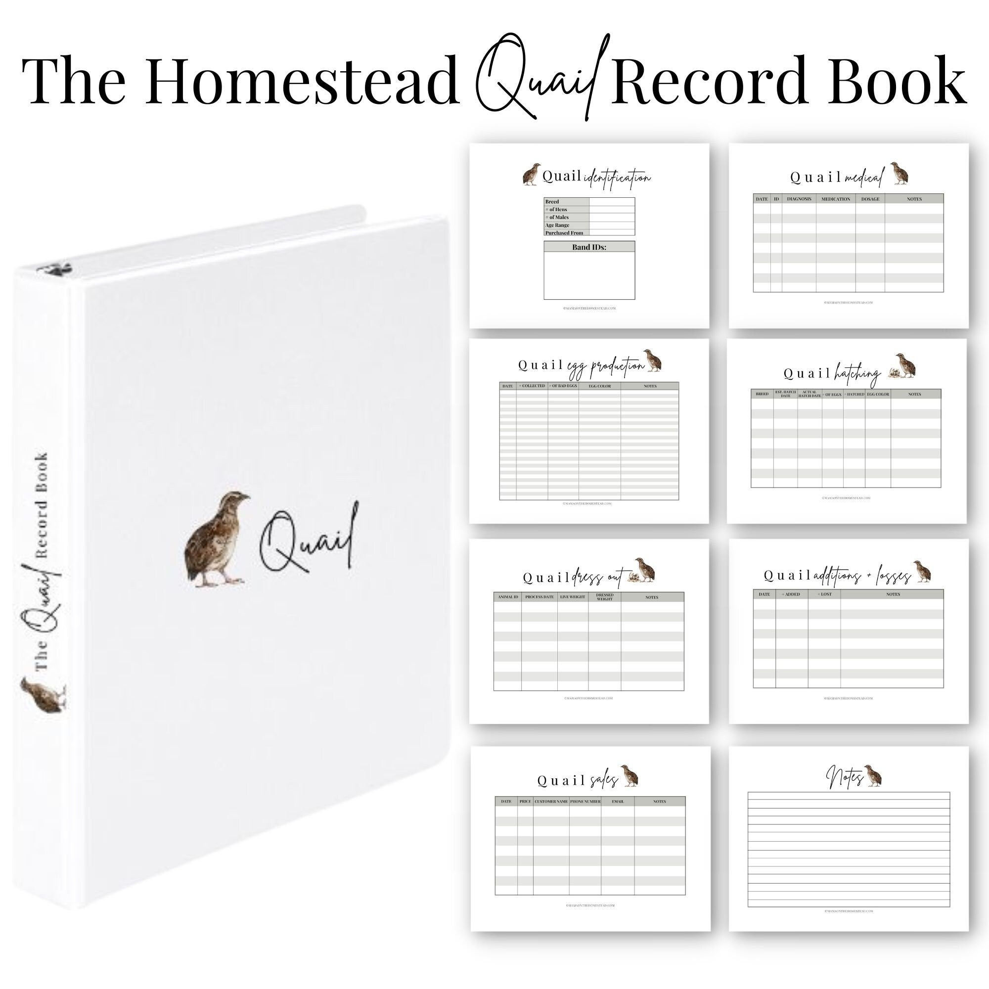The Homestead Quail Record Book - Etsy
