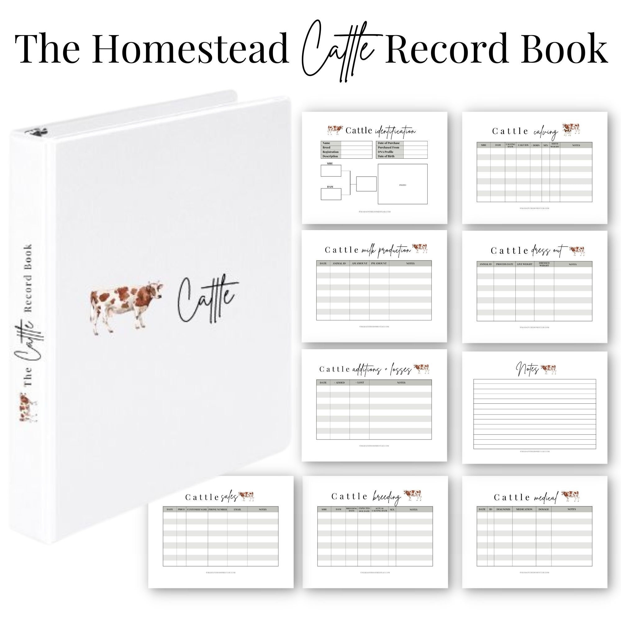 The Homestead Cattle Record Book - Etsy