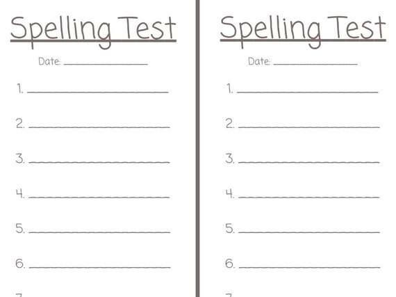 Spelling Test Printable | Etsy Australia