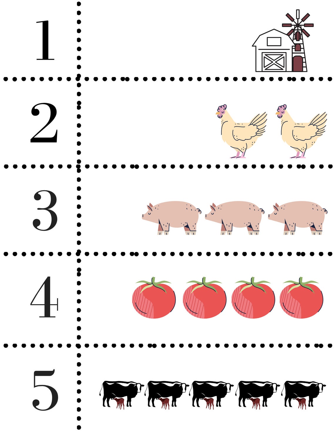 Farm-themed Number Recognition Game - Etsy