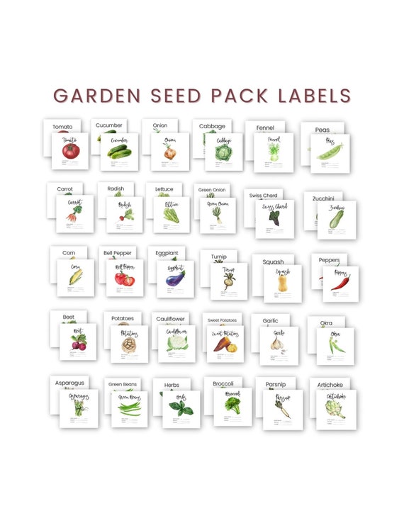 Garden Seed Pack Labels - Etsy